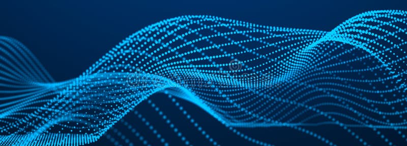 Digital Technology Background. Dynamic Wave of Glowing Points ...