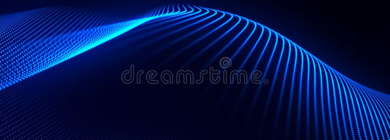 Digital Technology Background. Dynamic Wave of Glowing Points ...