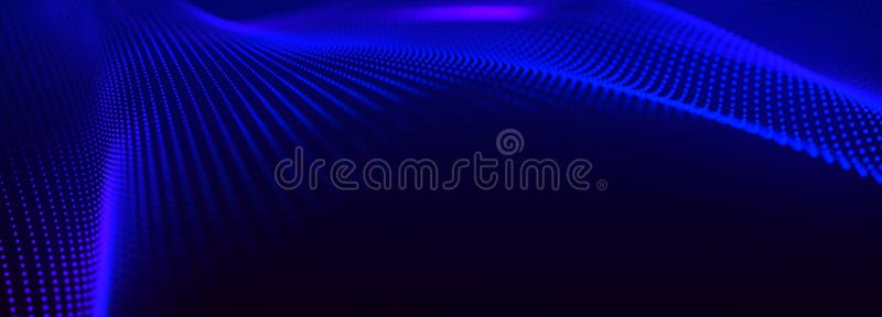 Digital Technology Background. Dynamic Wave of Glowing Points ...