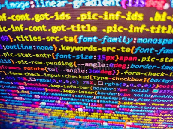 Digital Technology Background. Lines of Minificated JS Code. Developer ...