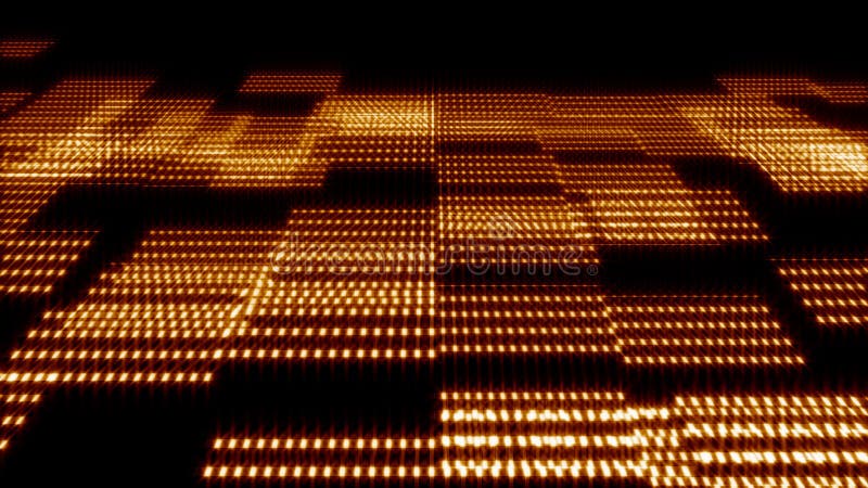 Digital Technology Background. Network with Glowing Light Orange Dots ...