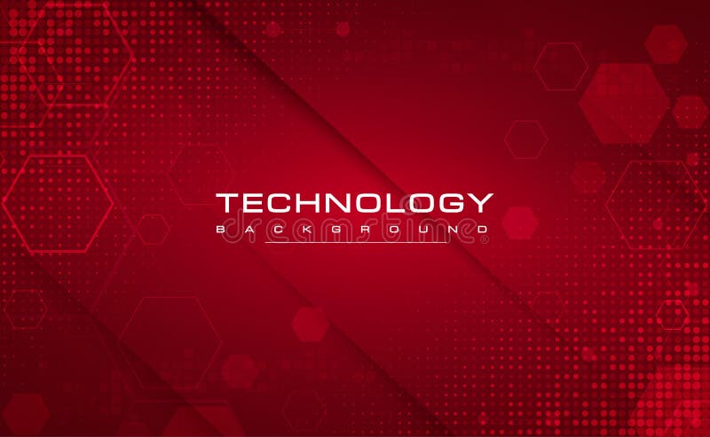 Digital Technology Banner Red Background Concept, Circuit Technology ...