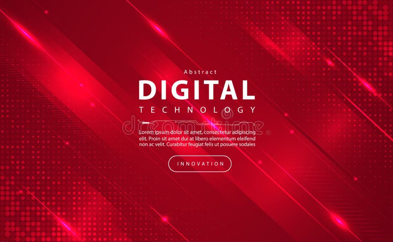 Digital Technology Banner Red Background Concept Circuit Technology ...