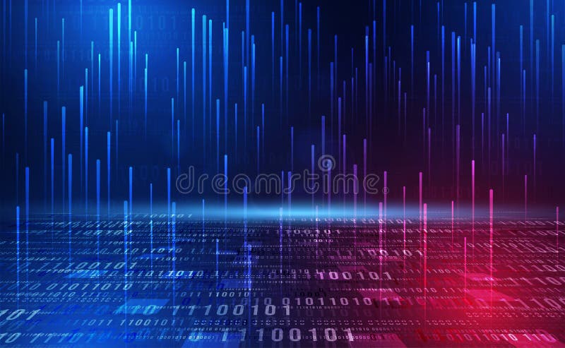 Digital Technology Binary Code Blue Background Matrix Cyber Technology ...