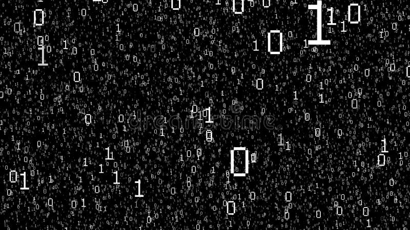 Digital Technology Binary Code On Isolated Black Background Particle Of Big Data Distancing