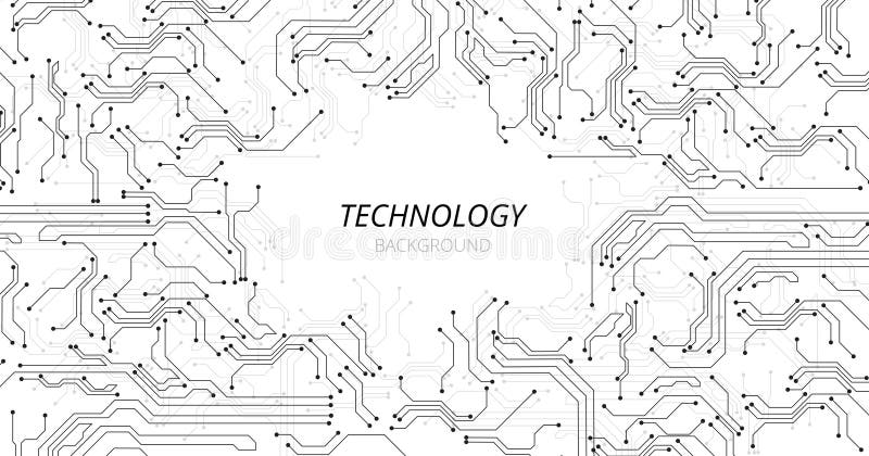 Digital Technology Black Circuit Diagram on White Background Stock ...
