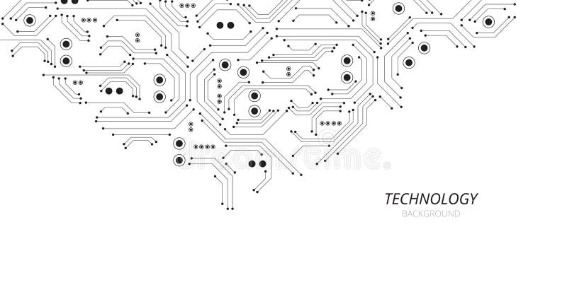 Digital Technology Black Circuit on White Background Stock Vector ...