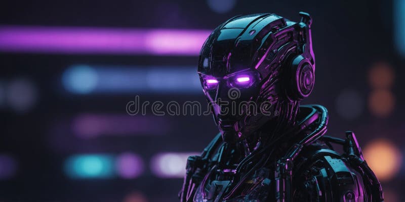 Digital Technology Black and Purple Cyberpunk Robot Poster Background ...