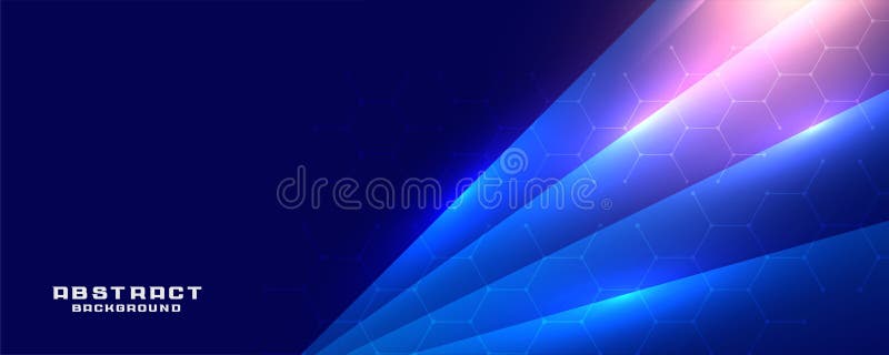 Digital Technology Blue Banner with Hexagonal Pattern and Glowing Lines ...