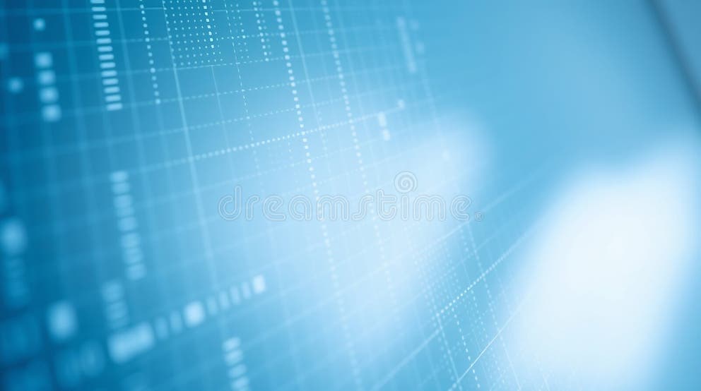 Digital Technology Blue Grid Background with Data Points Abstract ...