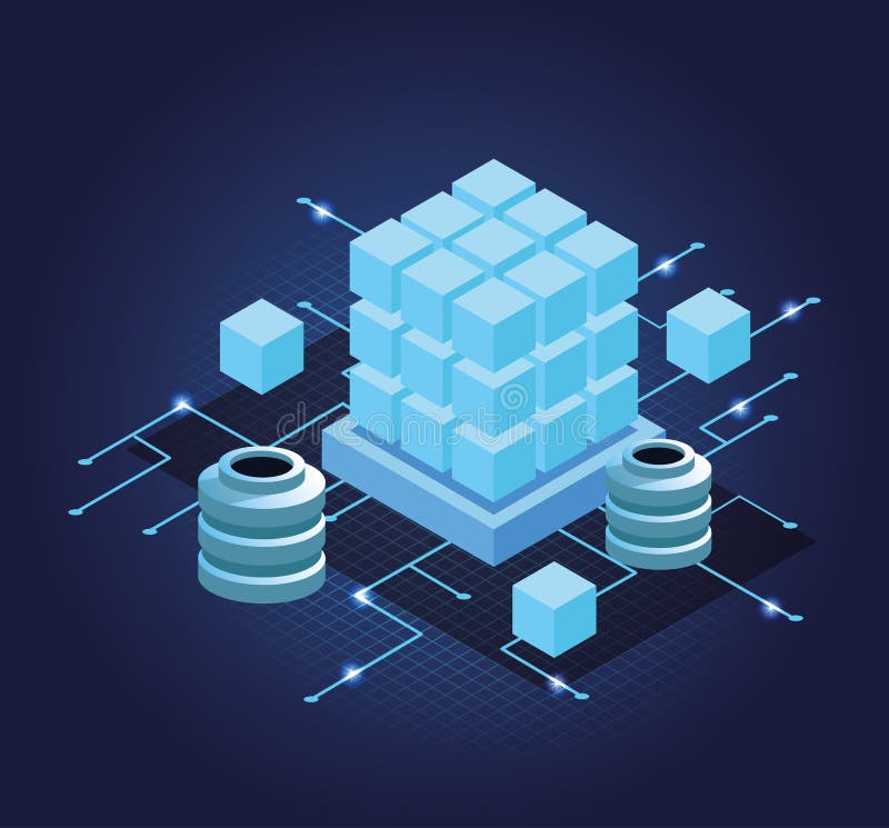 Digital Technology Blue Symbols Stock Vector - Illustration of business ...