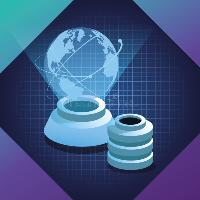 Digital Technology Blue Symbols Stock Vector - Illustration of circuit ...