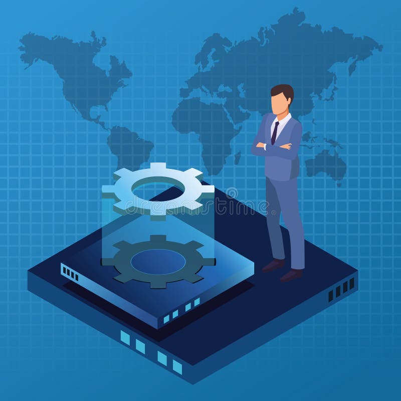 Digital Technology Blue Symbols Stock Vector - Illustration of future ...