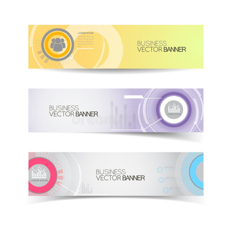 Digital Technology Business Banners Set Stock Vector - Illustration of ...