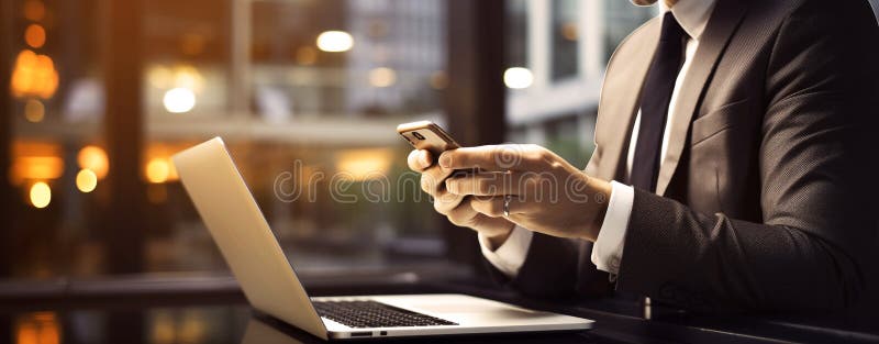 A Digital Technology, Businessman Hand Working with Laptop Computer in ...