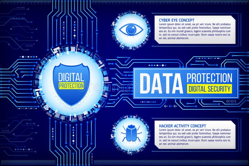 Digital Technology Concept of Background with Shield, Eye and Ha Stock Vector - Illustration of ...