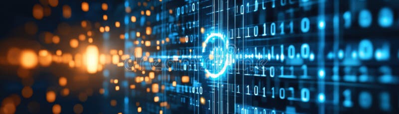 Digital Technology Concept With Flowing Binary Code And Data Streams