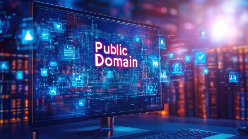 Digital Technology Concept with Public Domain Text on Computer Screen ...