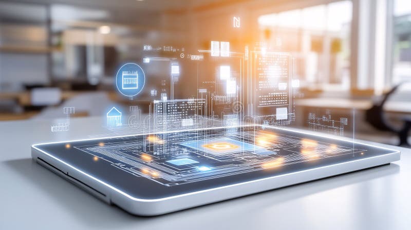 Digital Technology Data Cloud Computing Futuristic Tablet Software ...