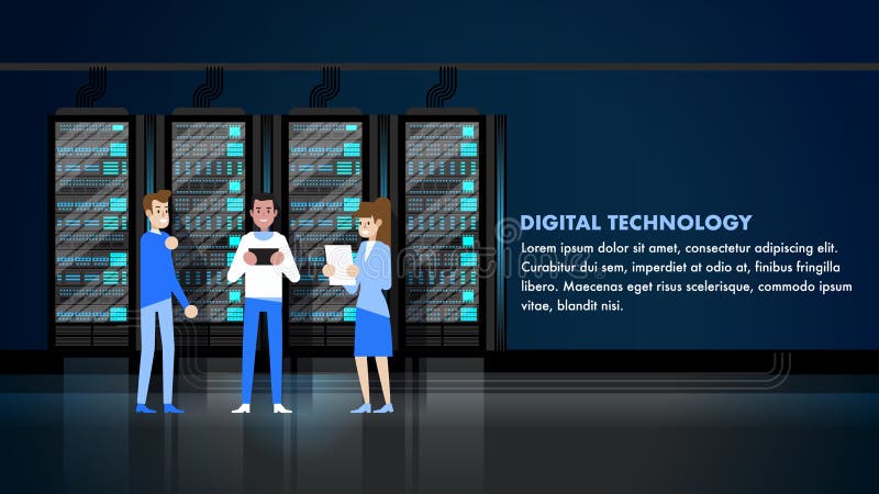 Digital Technology Design Concept. Flat Banner Stock Illustration ...