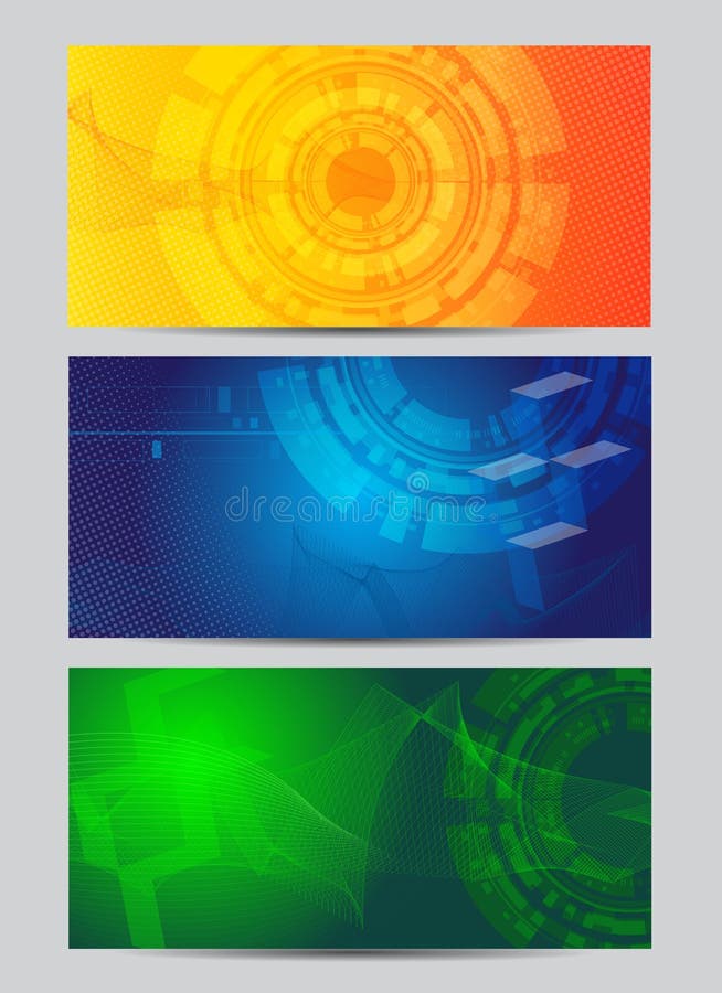 Digital Technology Dynamic Concept Abstract Background Banner Set Stock ...