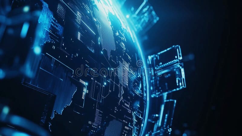 Digital Technology Featuring a Blue Globe Background Stock Photo ...