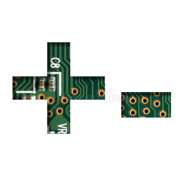 Digital Technology Font. Plus and Minus Signs Cut Out of White on the ...