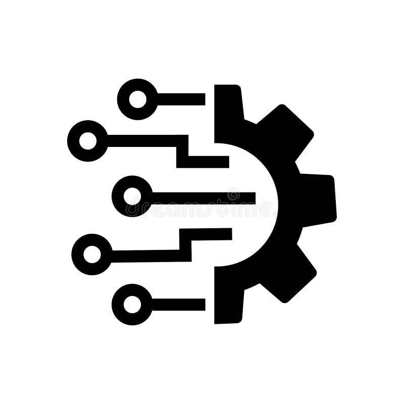 Digital Technology Gear Icon Concept Isolated on White Background ...
