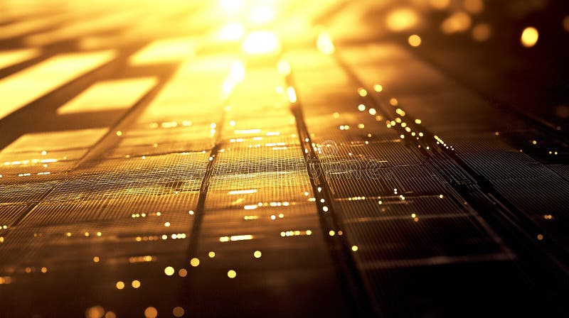 Digital Technology Gold Abstract Background Solar Cell AI-Generated ...