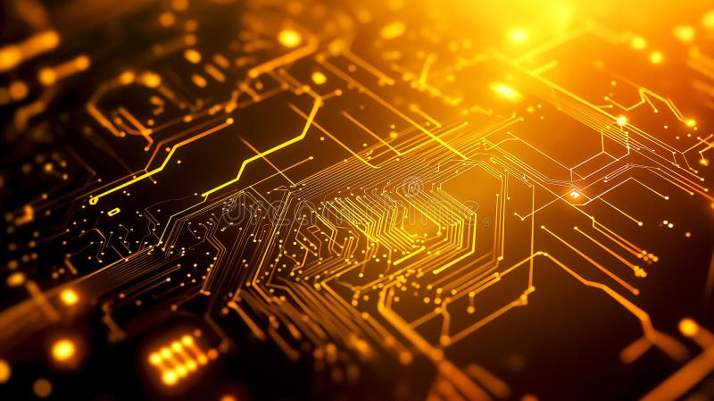 Digital Technology Gold and Black Abstract Background Concept with ...