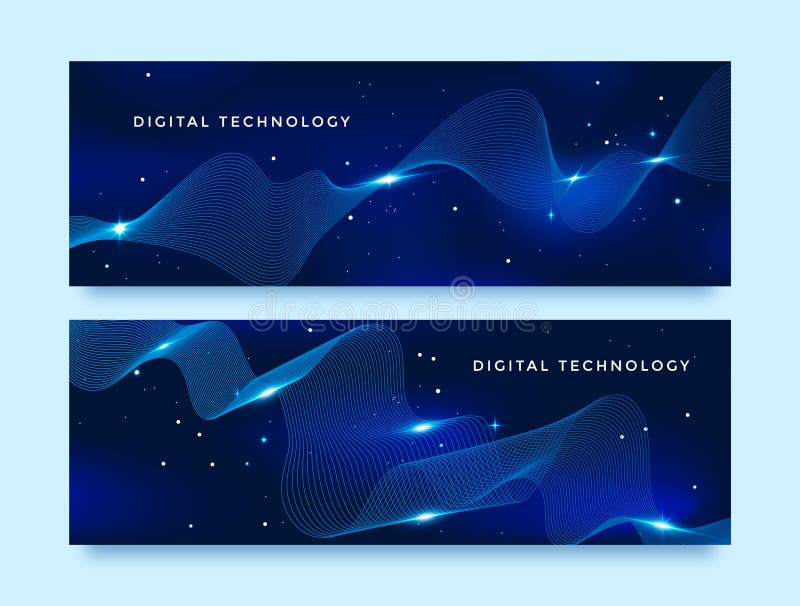 Digital Technology Gradient Banner Set Stock Photo - Image of ...