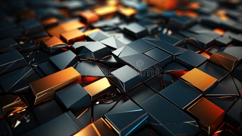 Digital Technology Grey and Gold Geometric Random Rock Stone Blocks ...