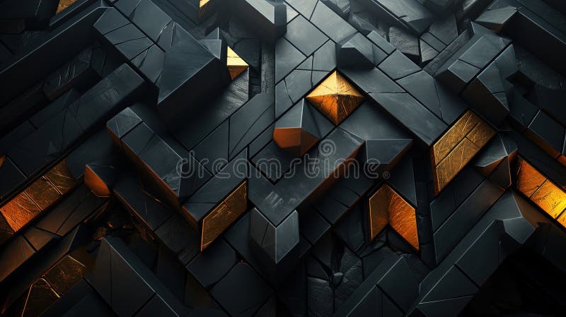Digital Technology Grey and Gold Geometric Random Rock Stone Blocks ...