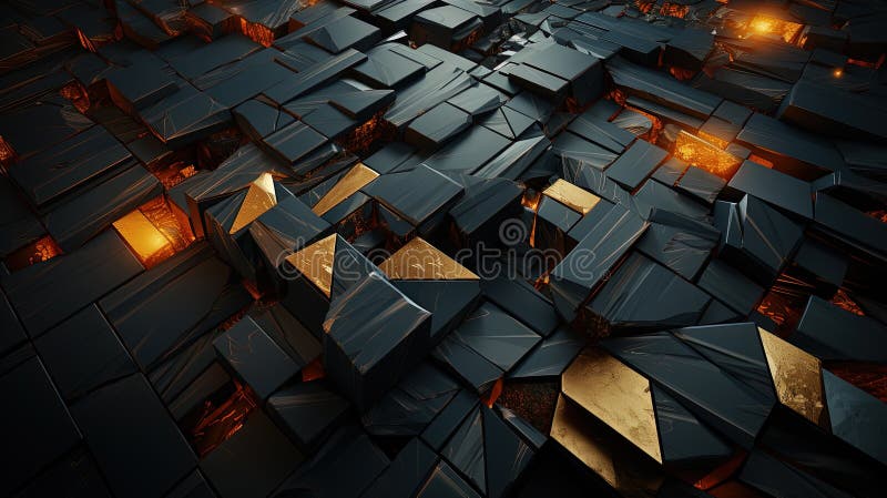 Digital Technology Grey and Gold Geometric Random Rock Stone Blocks ...