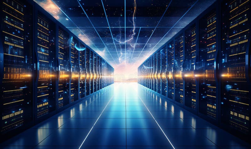 Digital Technology High Tech Background. Server Racks in Computer ...