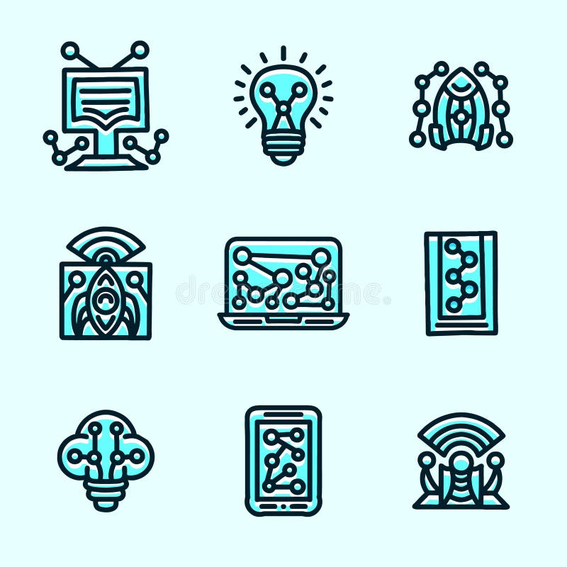 Digital Technology Icon Set Illustration Vector Design Emblem Stock ...