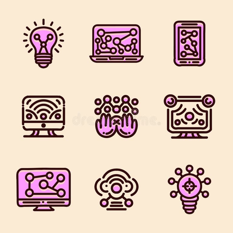 Digital Technology Icon Set Illustration Vector Design Emblem Stock ...