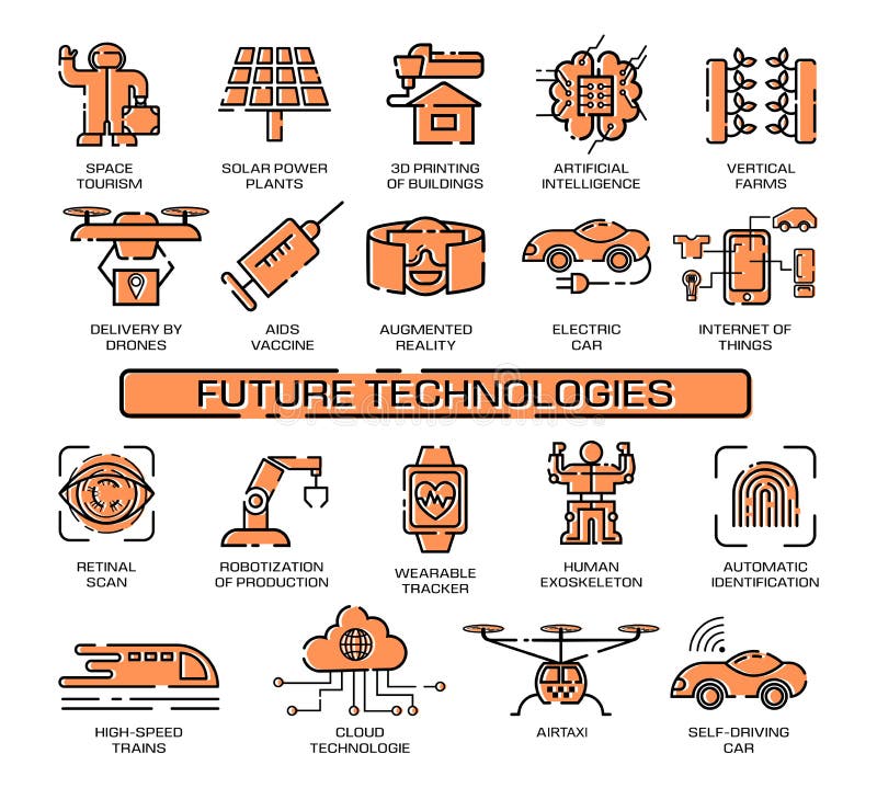 Digital Technology Icons. Future Tech Pictograms. Smart Internet ...