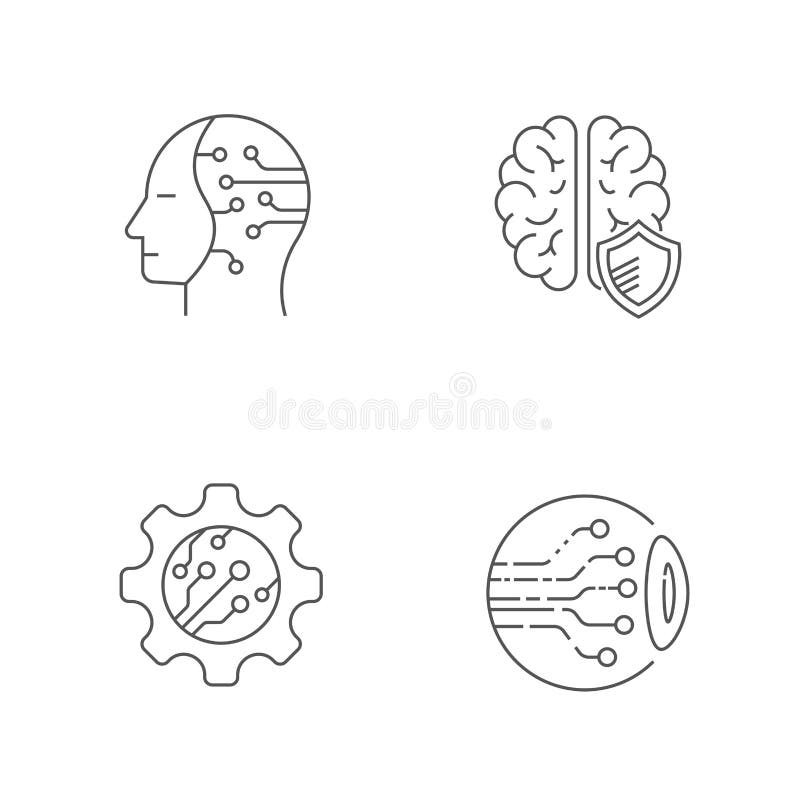 Digital Technology Icons Set. Editable Stroke Stock Illustration ...