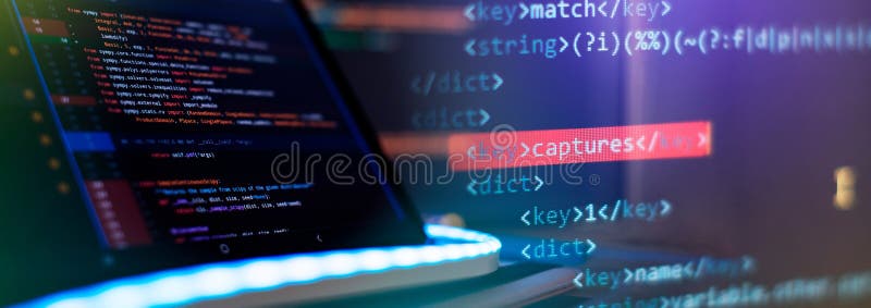 Digital Technology Industry Concept Development of Programming and Coding Technologies. Stock ...