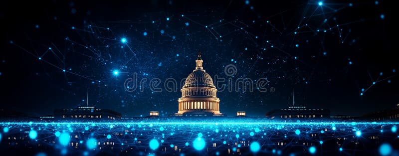 Digital Technology and Information Exchange Illuminate Capitol Building ...