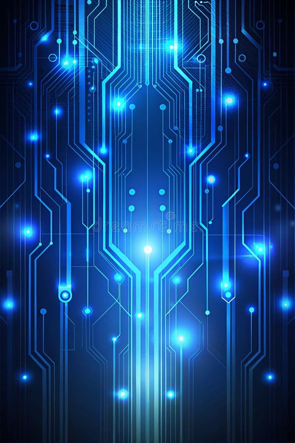 Dark Blue Background, Digital Technology Design. Blue Neon Gradient ...