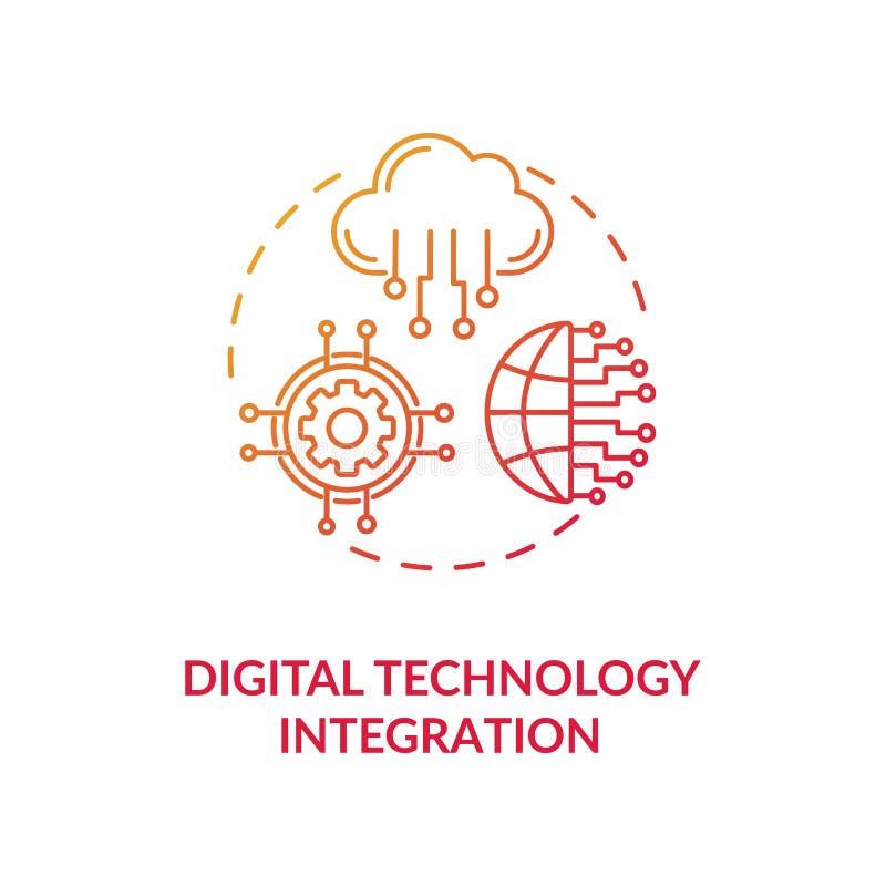 Digital Technology Integration Red Gradient Concept Icon Stock Vector ...