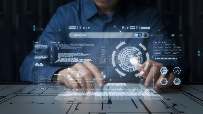 Digital Technology Interface Futuristic Programmer Working Modern Design Software Development ...
