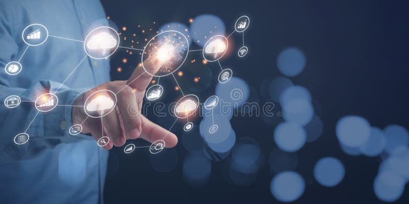 Digital Technology, Investment, Internet Network Concept. Businessman ...