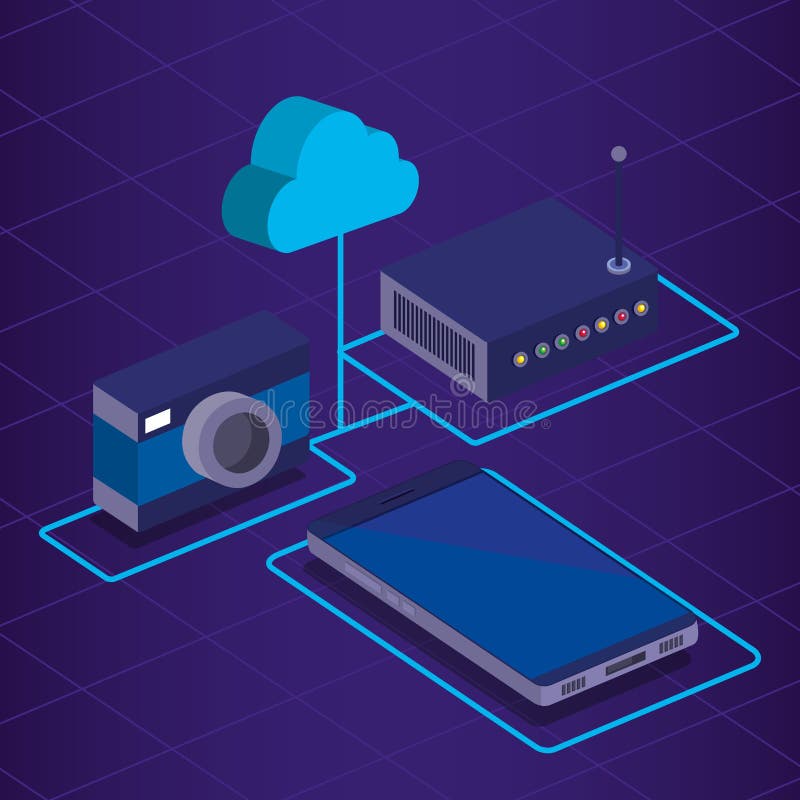 Digital Technology Isometrics Icons Stock Vector - Illustration of ...