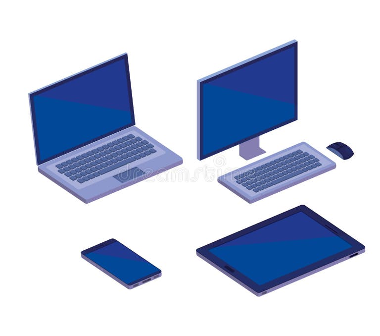 Digital Technology Isometrics Icons Stock Vector - Illustration of analysis, hardware: 117794588