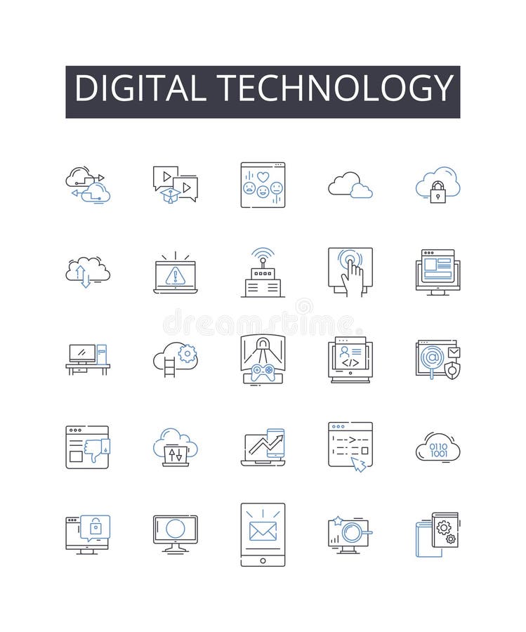Digital Technology Line Icons Collection. Strategy, Forecasting ...