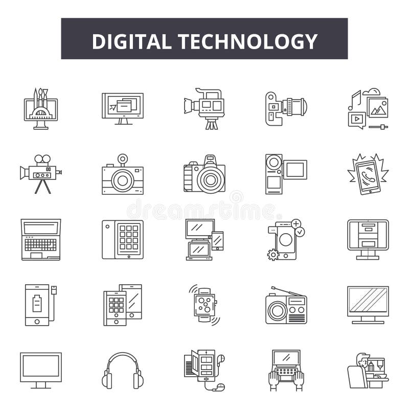 Digital Technology Line Icons, Signs, Vector Set, Outline Illustration ...