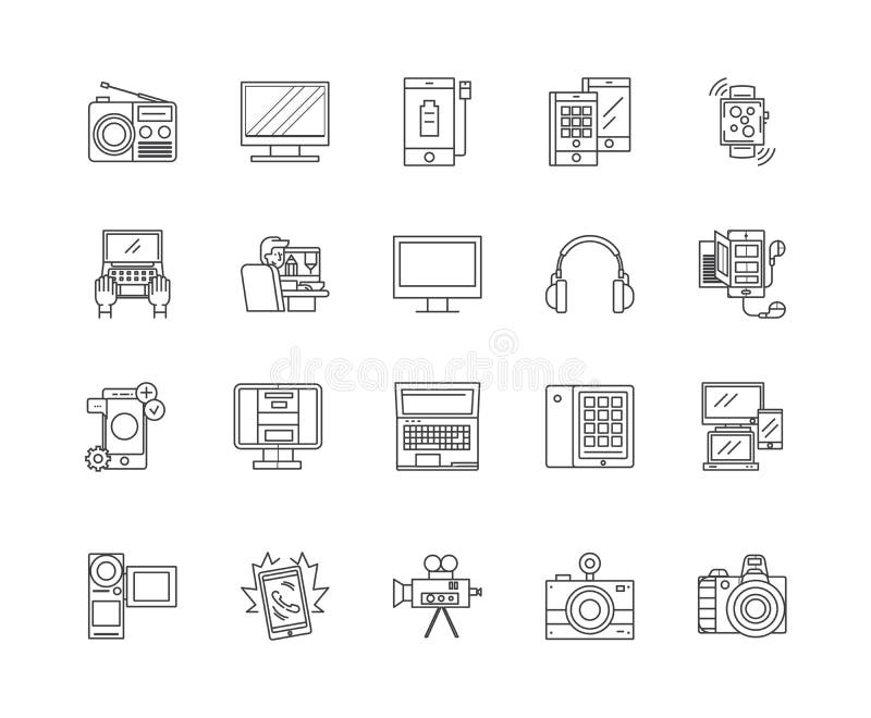 Digital Technology Line Icons, Signs, Vector Set, Outline Illustration ...